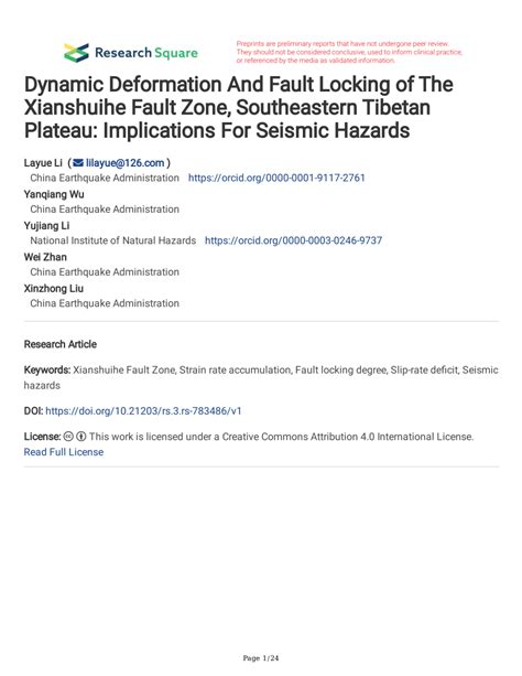Pdf Dynamic Deformation And Fault Locking Of The Xianshuihe Fault Zone Southeastern Tibetan