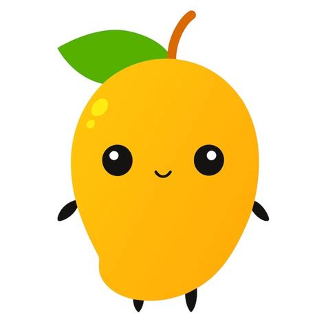 Premium Vector A Mango Cartoon Character With A Face And A Green Leaf
