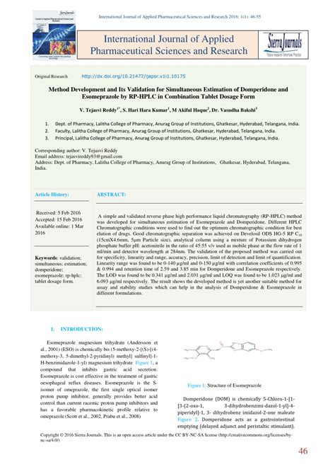 Pdf Method Development And Its Validation For Simultaneous Estimation Of Domperidone And
