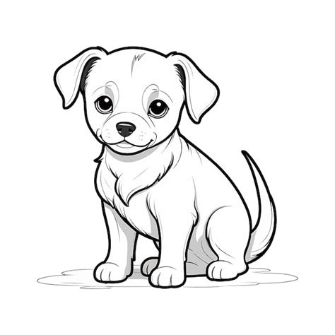 귀여운 개 아기 라인 아트 일러스트레이션 프리미엄 벡터