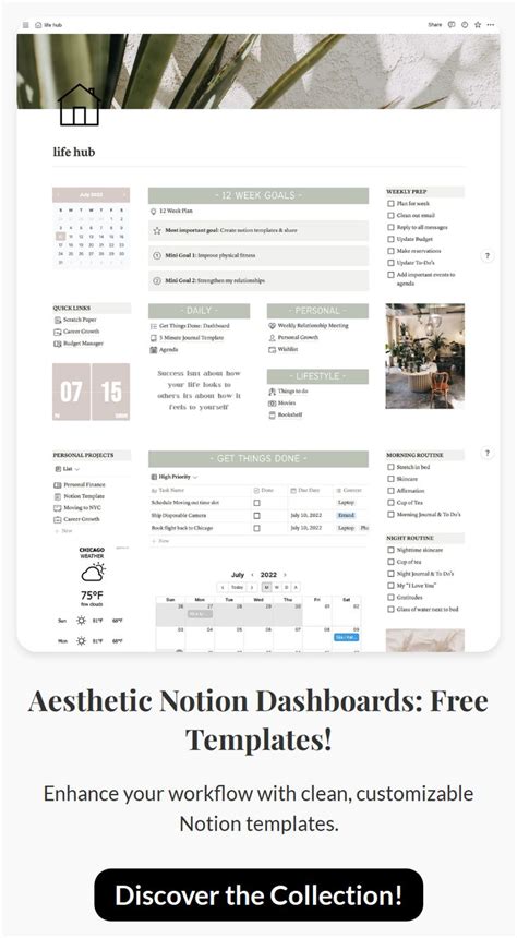 aesthetic notion dashboards free templates in 2025 template free notions planner template