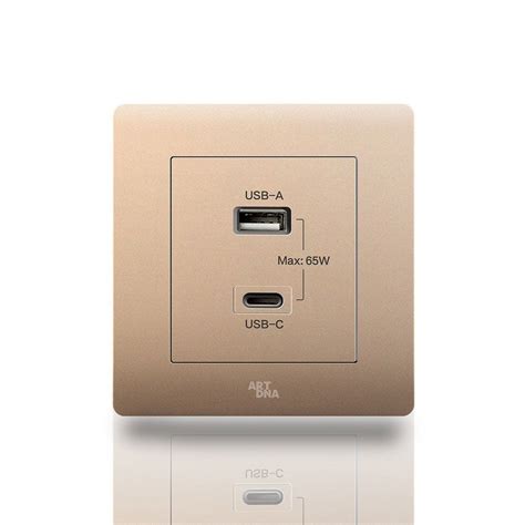 Artdna 5 20V Double USB Wall Socket With Gold Color Power Socket Electrical Socket And Switch