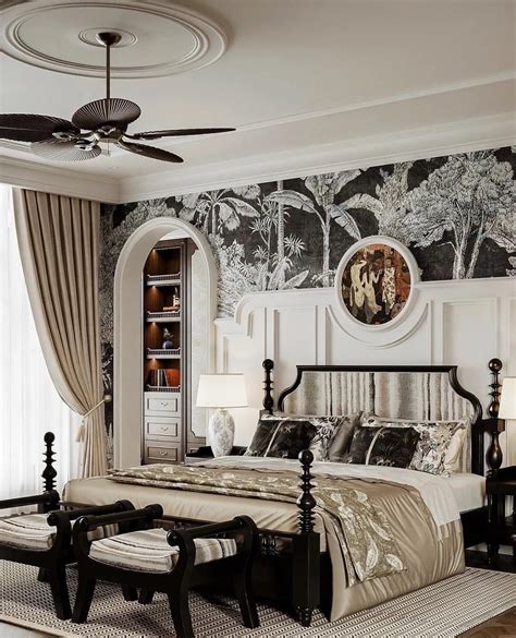 Elegant Bedroom With Bed And Lamps