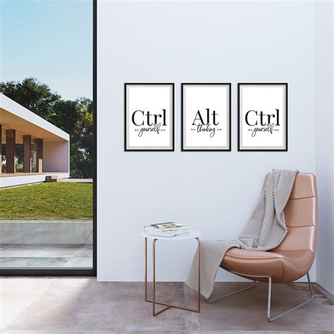 Set Of 3 Canvas Ctrl Alt Del Wall Art Print Set Motivational Etsy