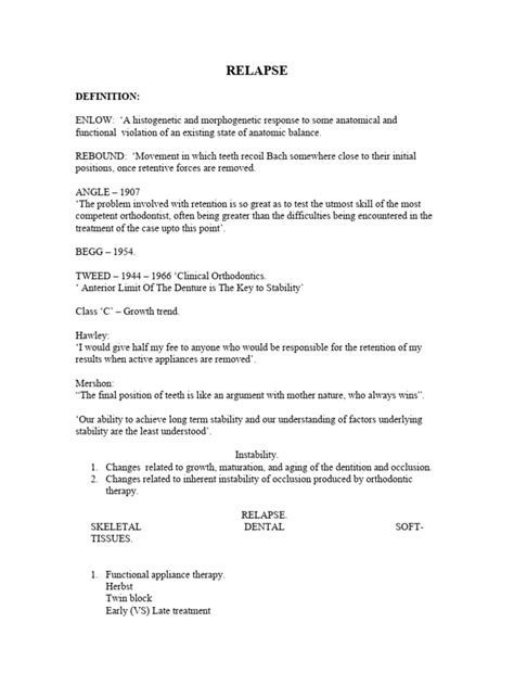 Relapse Pdf Orthodontics Tooth