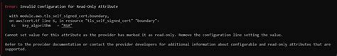 Aws Deploy Terraform Apply Error Invalid Configuration For Read Only Attribute · Issue 96