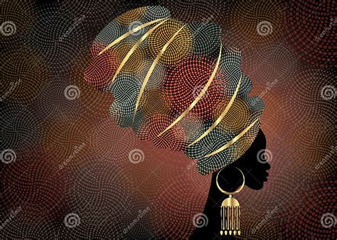 传统头巾的， Kente非洲头的套，传统dashiki打印，黑人妇女传染媒介画象美丽的非洲妇女 向量例证 插画 包括有 题头 表面