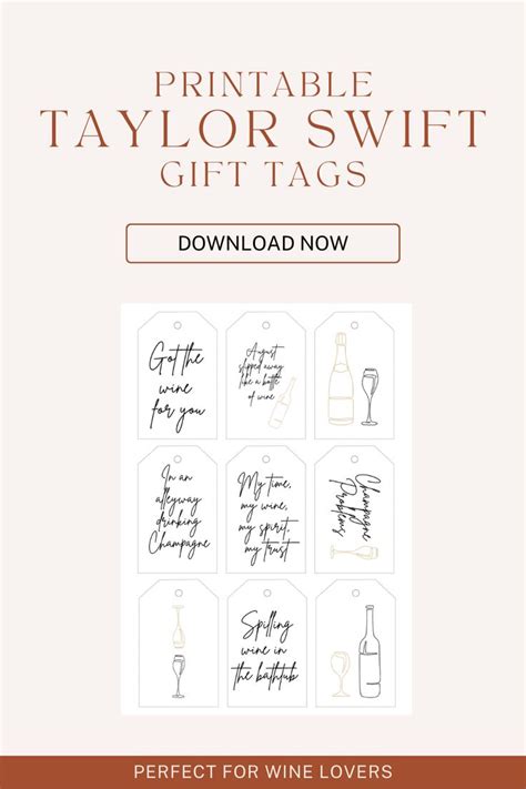 Taylor Swift Wine T Tags Wine Lover T Tags Printable Tags