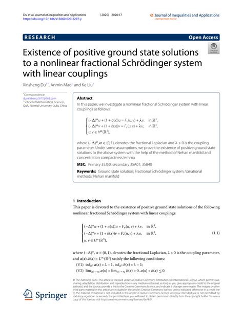 Pdf Existence Of Positive Ground State Solutions To A Nonlinear