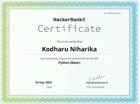 Niharika Kodharu On Linkedin Pythoncertification Hackerrank Codingchallenges Pythonprogramming