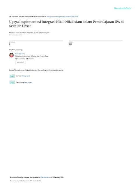 Upaya Implementasi Integrasi Nilai Nilai Islam Dal Pdf Abrahamic Religions