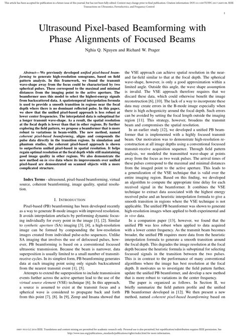 Pdf Ultrasound Pixel Based Beamforming With Phase Alignments Of