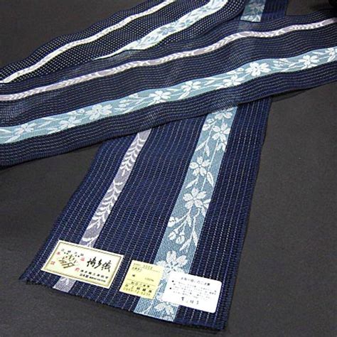夏物 新品 正絹 本場筑前博多織 紗夏帯 四寸単帯 紺色 メルカリ