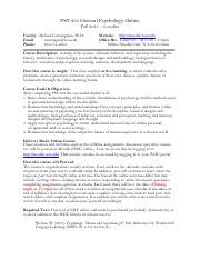 PSY 201 General Psychology Online Course Overview Course Hero