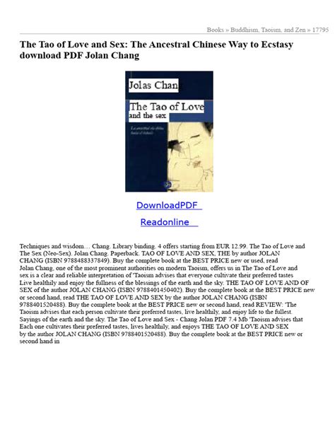 The Tao Of Love And Sex The Ancestral Way From China To Ecstasy Pdf