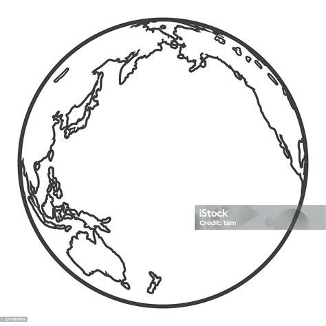Earth Pacific Ocean Oceania Asia And America Stock Illustration