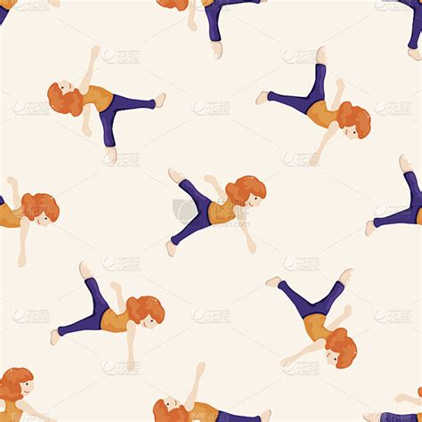 舞者，卡通无缝图案背景