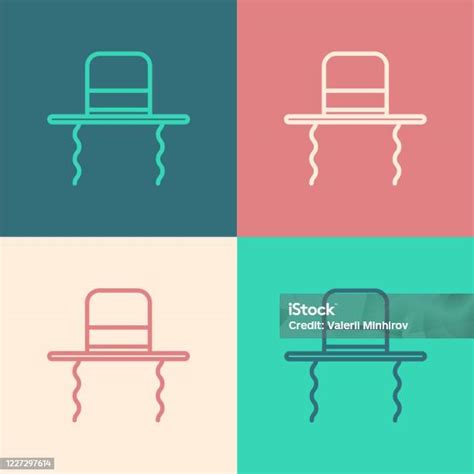 팝 아트 라인 정통 유대인 모자 와 사이드 록스 아이콘 색상 배경에 격리 전통적인 옷을 입은 유태인 남성 유대교 상징 벡터 일러스트레이션 가공의 인물에 대한 스톡 벡터 아트