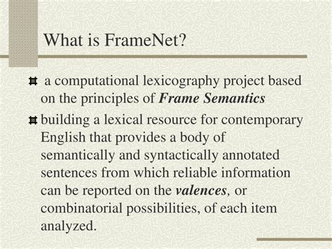 Ppt Framenet Semantic Classification And Syntagmatic Information