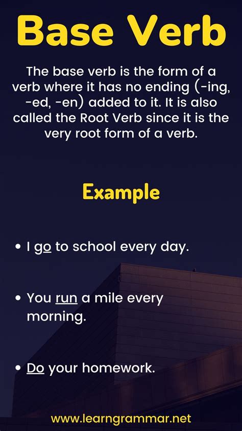 Definition Of Base Verb Verb English Grammar Learn English