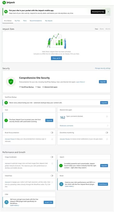 Jetpack Dashboard Overview WP Learning 101