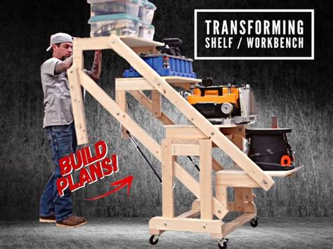 Transforming Shelf Workbench Plans Convertible Tableshelf Etsy