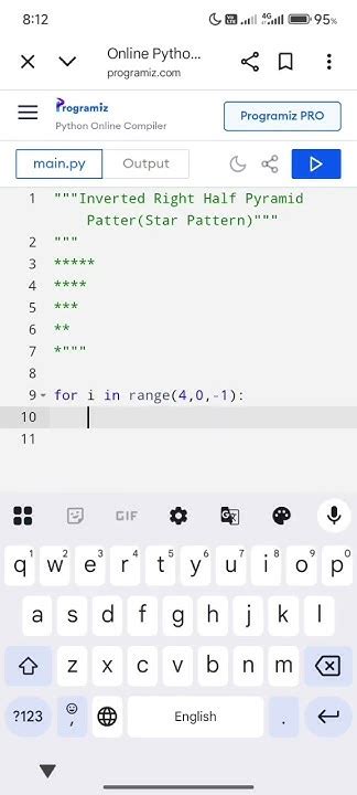 Inverted Right Half Pyramid Pattern Status Pythonforbeginners