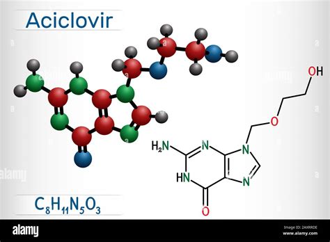Aciclovir Acyclovir Acv Antiviral Agent C8h11n5o3 Molecule It Is