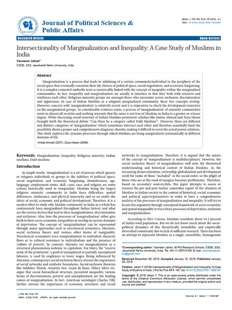 Intersectionality Of Marginalization And Pdf Social Exclusion Caste