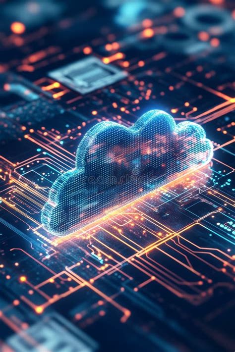 Innovative Cloud Technology Visual With Glowing Circuitry And Digital