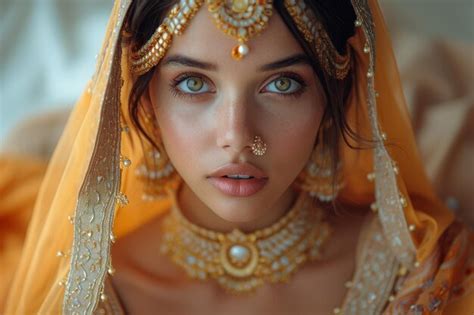 Premium Photo Beautiful Young Girl Indian Bride In Traditional Dress