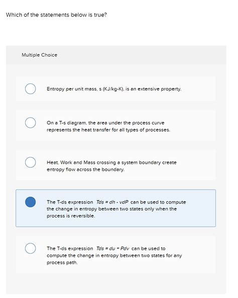 Solved Which Of The Statements Below Is True Multiple Chegg
