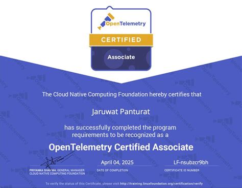 Opentelemetry Observability Kubestronaut Cloudnative Learningjourney… Jaruwat Panturat