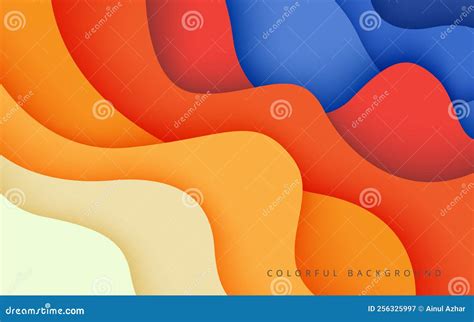 Abstract Colorful Dynamic Wavy Layers Papercut Style Background Stock Vector Illustration Of