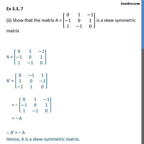 Ex 33 7 I Show That Matrix A Is A Symmetric Matrix