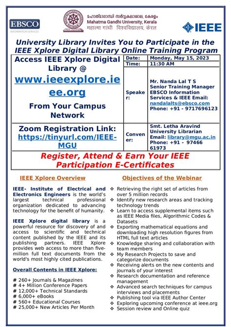 Ieee Xplore Digital Library Online Training Program Mahatma Gandhi University Library