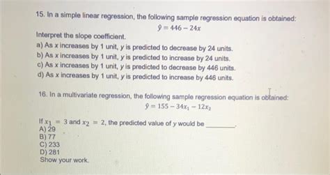 Solved 15 In A Simple Linear Regression The Following