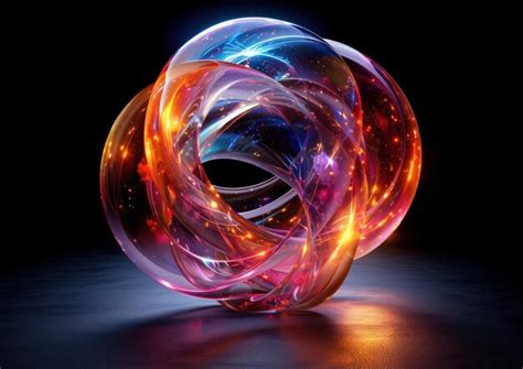 Abstract Glowing Intertwined Rings Premium Ai Generated Image