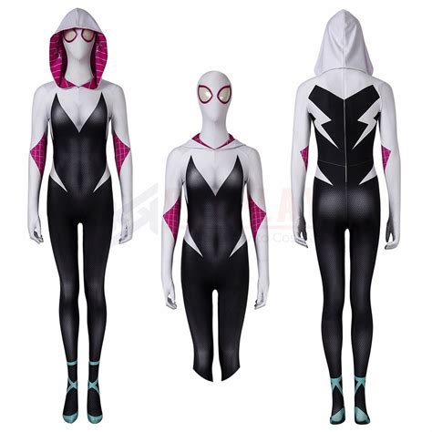 Gwen Cosplay Costume Spider Man Into The Spider Verse Suit Halloween T