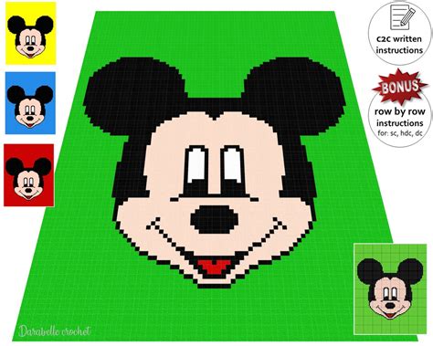 Mickey Mouse Graph Written Instructions C2c Row By Row Pdf