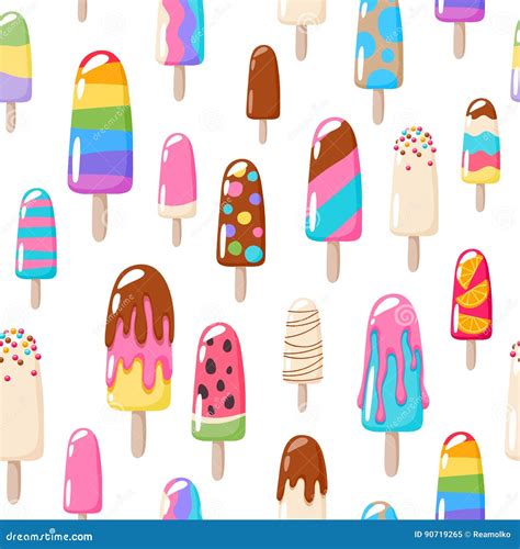 Popsicle Ice Cream Pattern Cartoon Vector 90719265