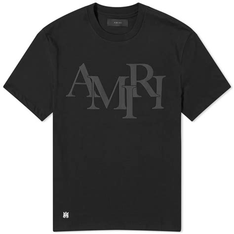 Amiri Staggered Logo T Shirt Black End Au