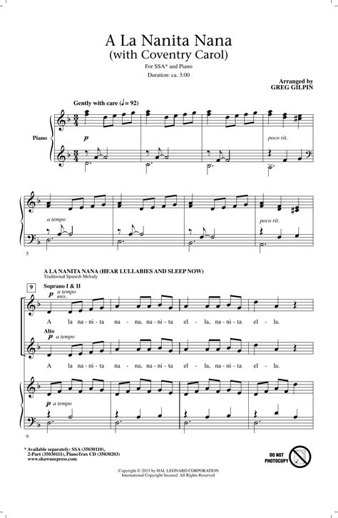 A La Nanita Nana Hear Lullabies And Sleep Now Sheet Music Direct