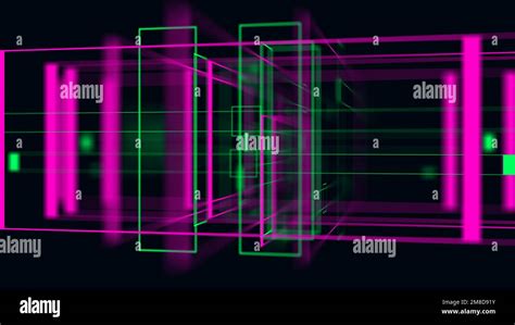 Colorful Pink And Green 3d Geometrical Neon Space Background Vj Loop