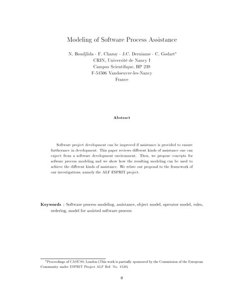Pdf Modeling Of Software Process Assistance