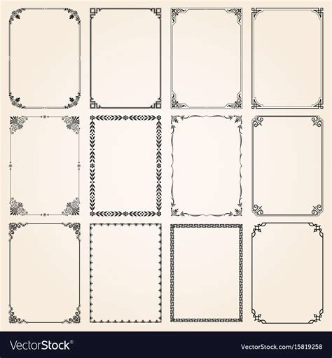 Decorative Frames And Borders Rectangle Set 5 Vector Image
