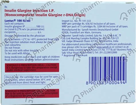 Lantus 100 Iuml Solution For Injection 3 Uses Side Effects Price