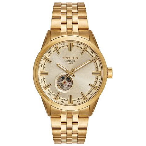 Relógio Seculus Automático 44329gpsvda1 Dourado Dourado