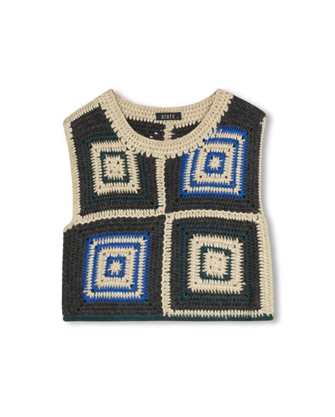 Crocheted Knit Crop Vest