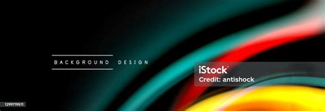 동적 모션 추상적 배경 검은색의 색상이 흐린 줄무늬 웨이브 리퀴드 라인 포스터 벡터 일러스트레이션 0명에 대한 스톡 벡터 아트